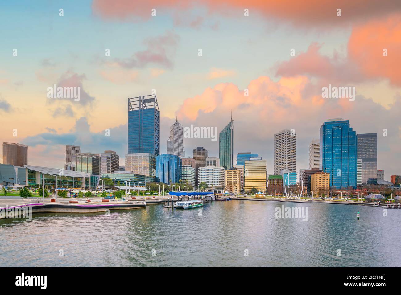 Perth downtown city skyline cityscape of Australia at sunset Stock ...