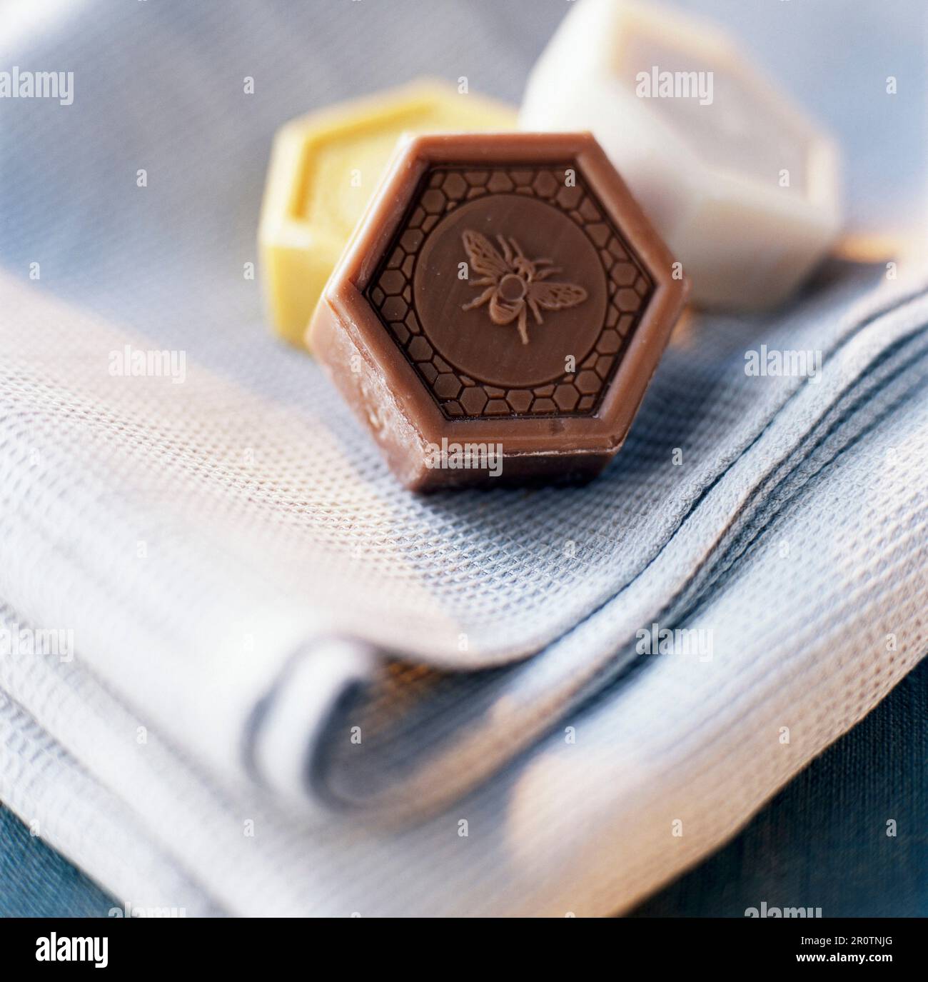 Honey soap with a bee printed on it Stock Photo - Alamy