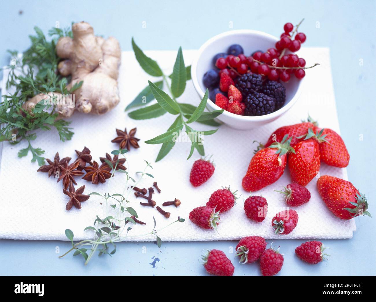 Summer fruit,spices and herbs Stock Photo - Alamy