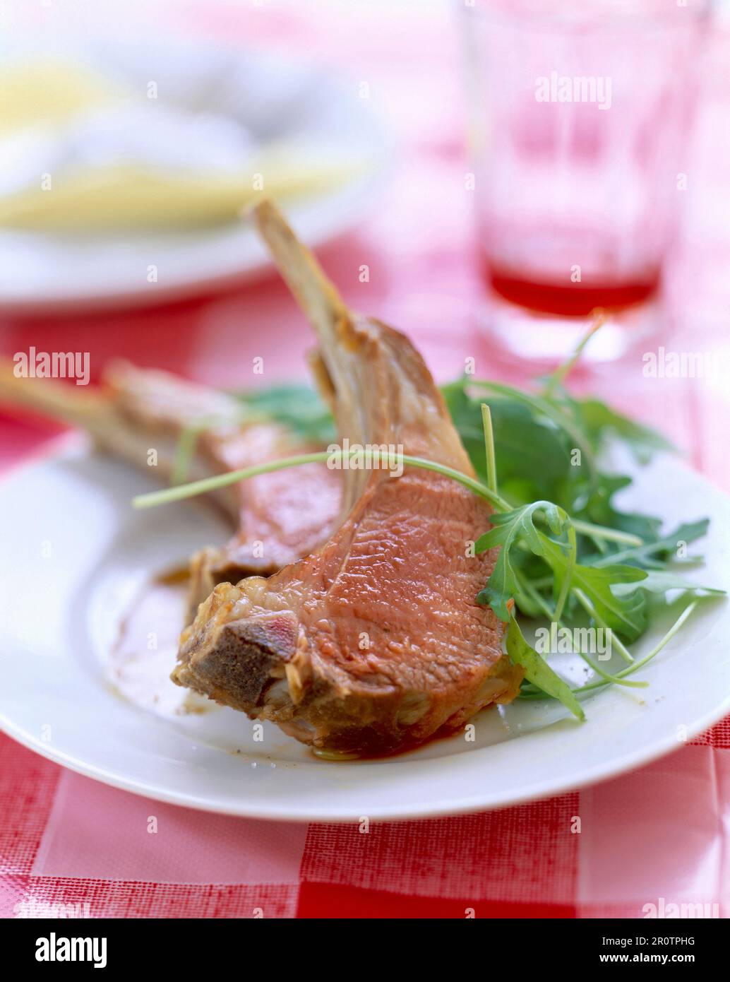 lamb chops with rocket Stock Photo - Alamy