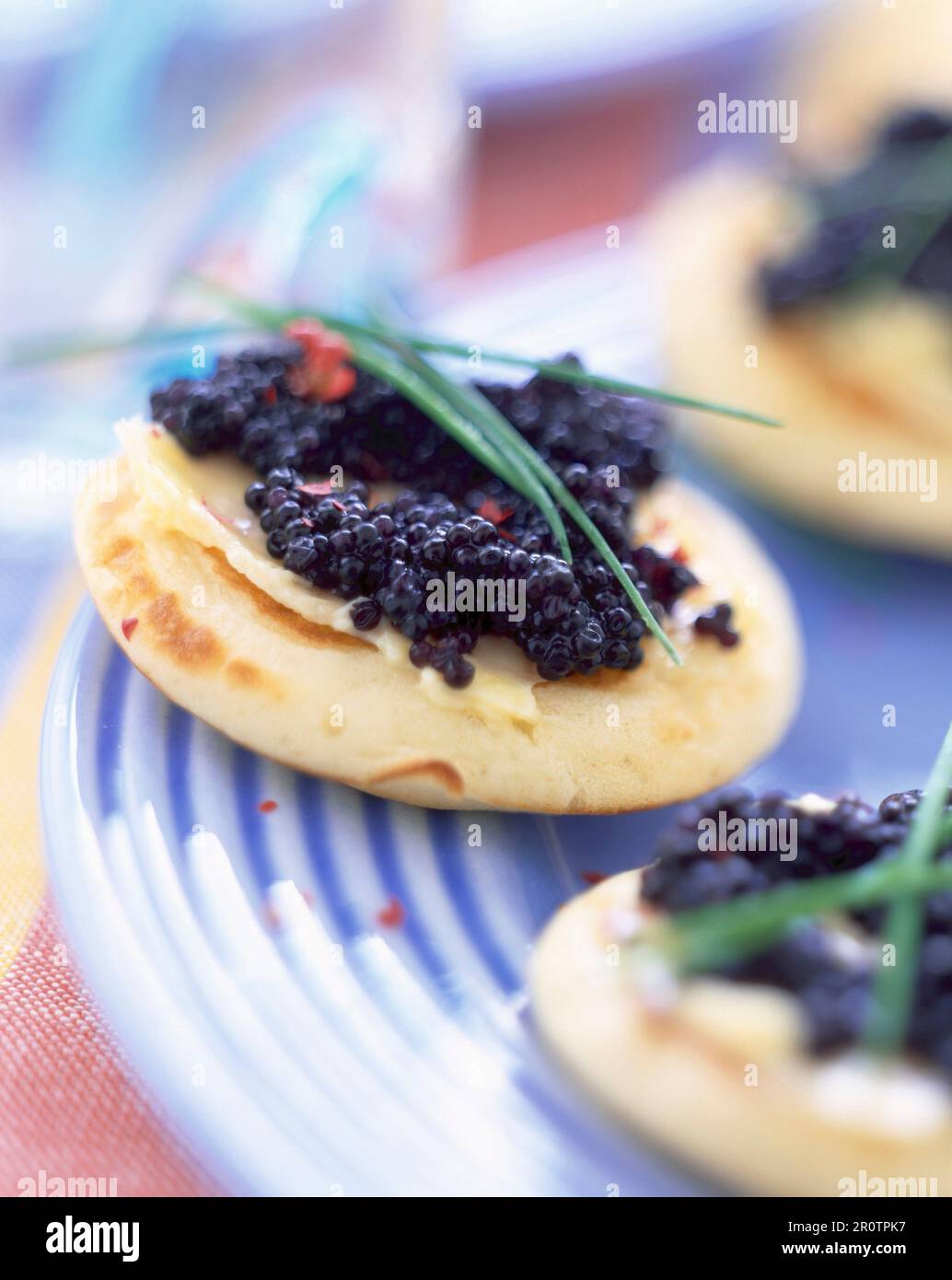 Mini blinis with lumpfish roe Stock Photo - Alamy