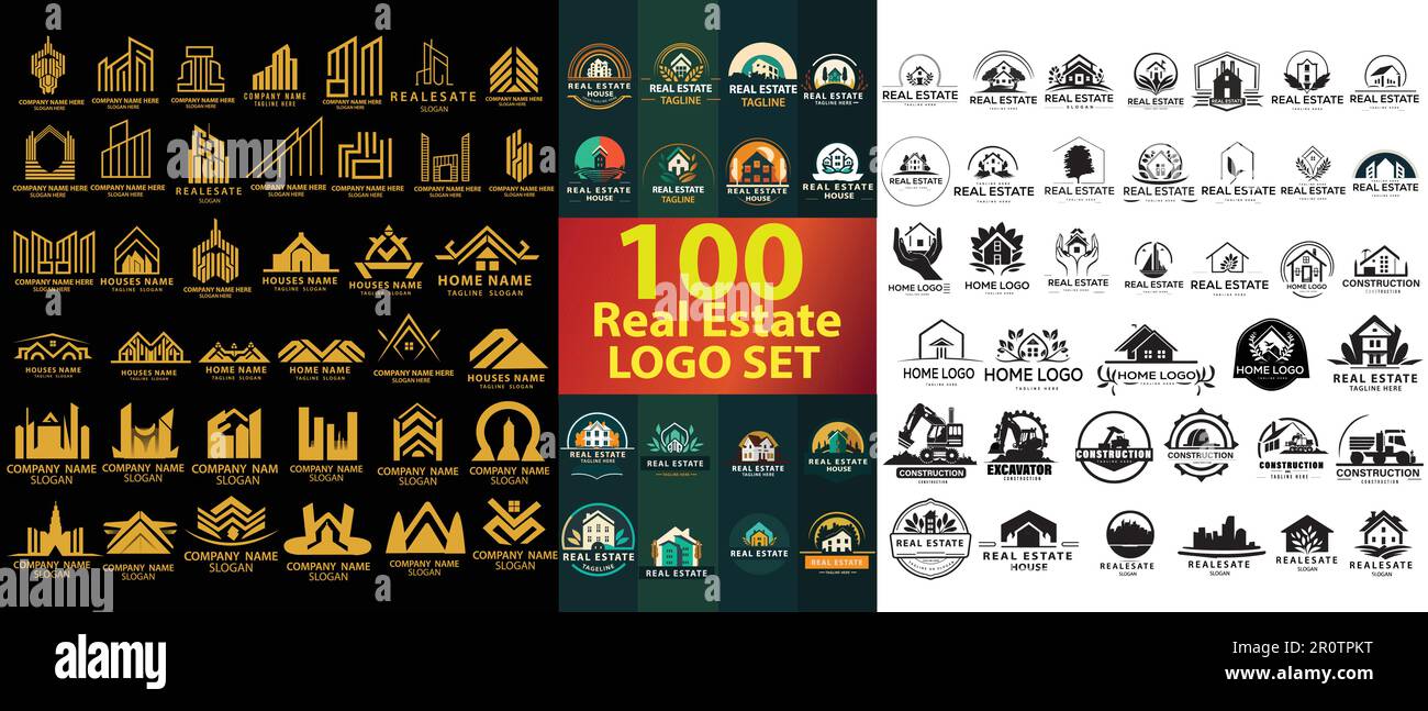 100 real estate logo set hi-res stock photography and images - Alamy