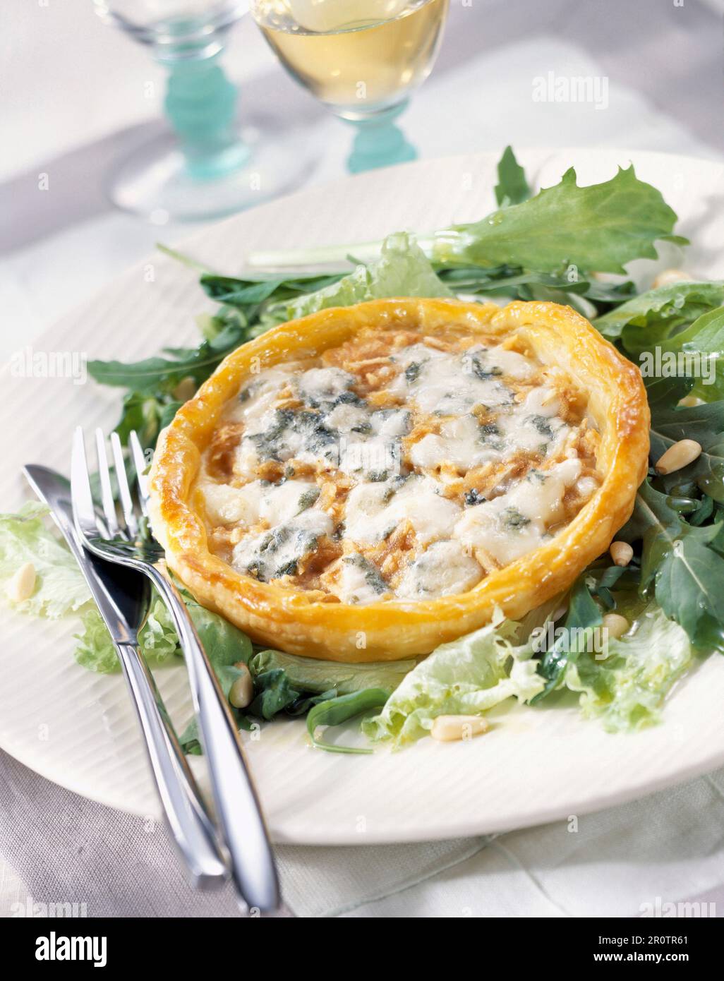Roquefort and walnut flaky pastry tart Stock Photo - Alamy