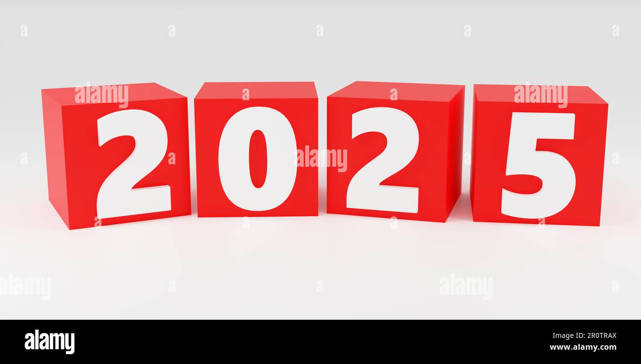 Soft blue glass Christmas mood sign 2025 On The grey Background. Empty ...