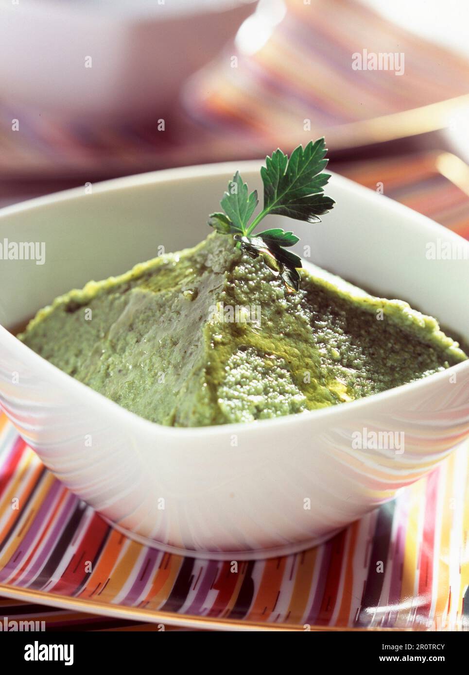 Broccoli puree with olive oil Stock Photo - Alamy