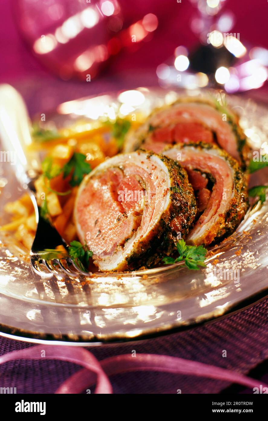 Lamb fillet in mild spicy herb crust Stock Photo - Alamy