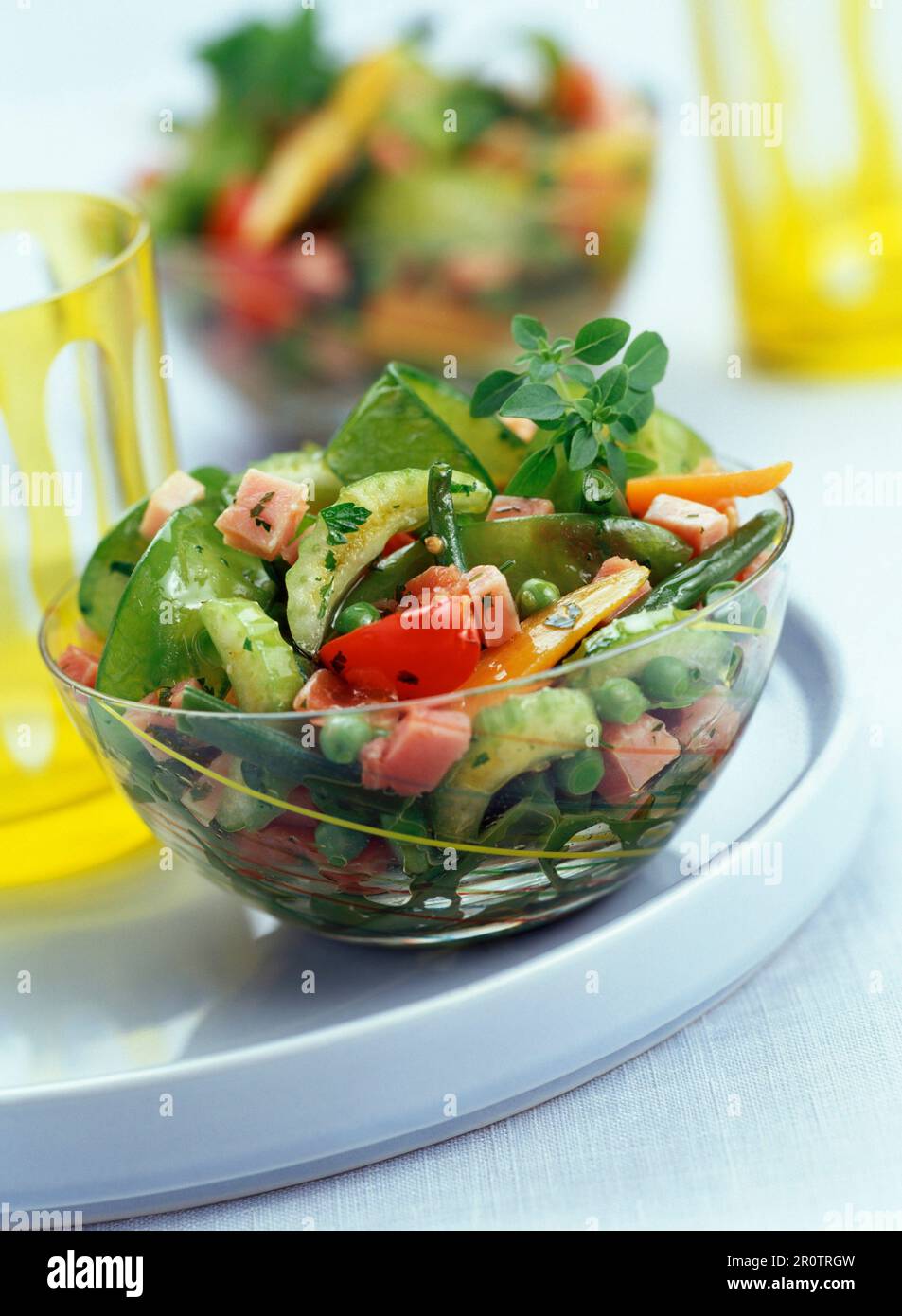 Spring vegetables with diced ham Stock Photo - Alamy