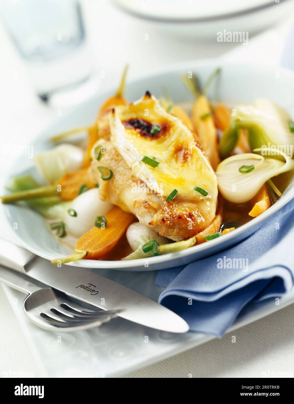 Chicken with Camembert Stock Photo - Alamy