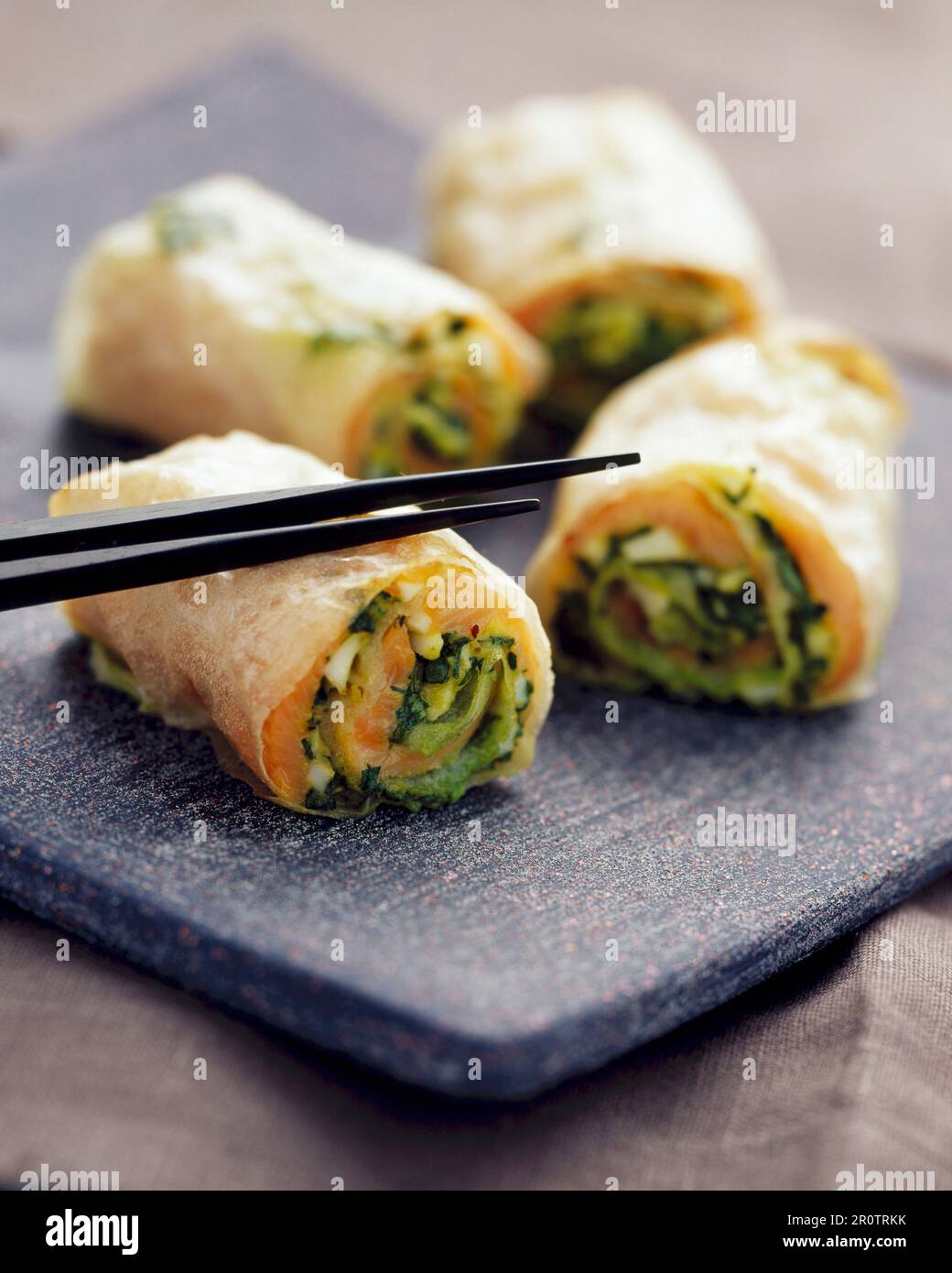 Crunchy smoked trout and herb bites Stock Photo - Alamy
