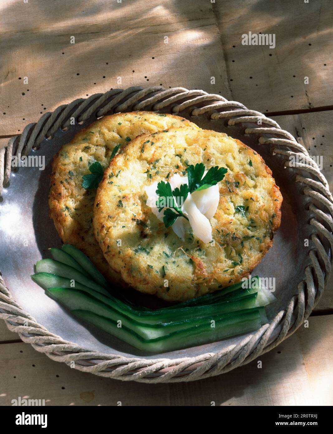 Cod and potato galettes Stock Photo - Alamy