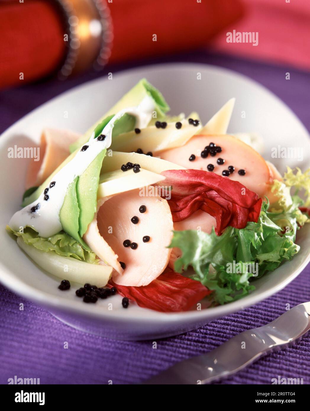 smoked turkey ham salad with caviar Stock Photo - Alamy