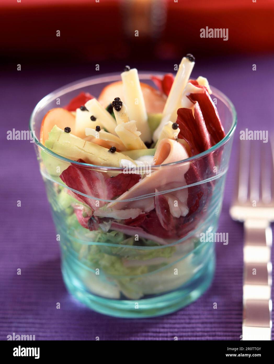 smoked turkey ham salad with caviar Stock Photo - Alamy