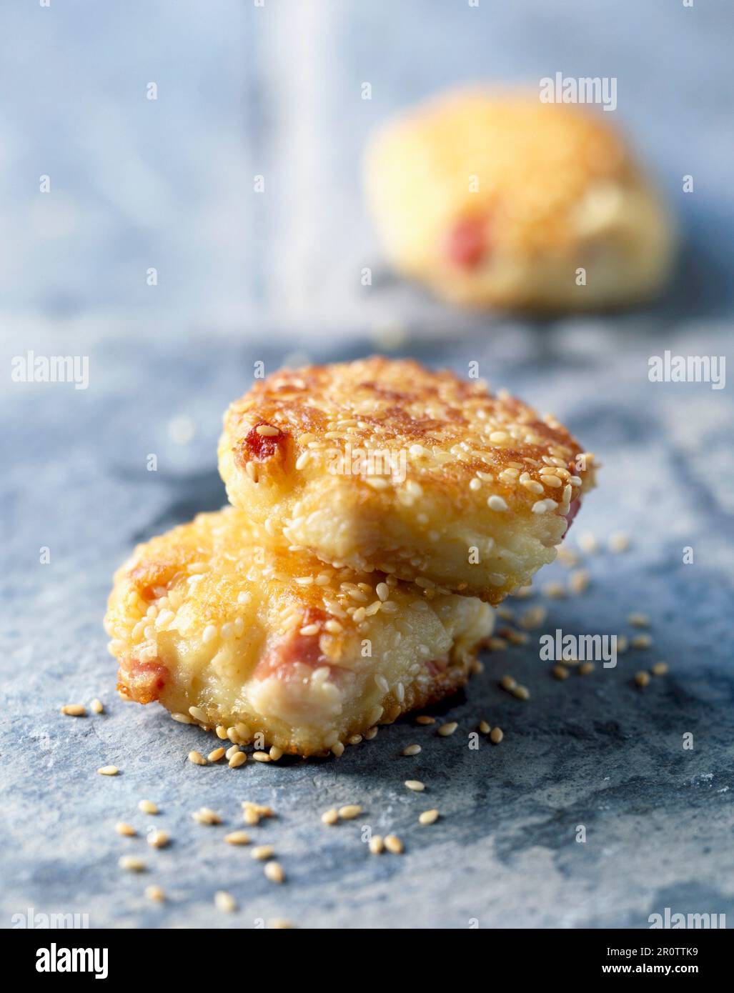 Ham and cheese croquettes with sesame seeds Stock Photo - Alamy
