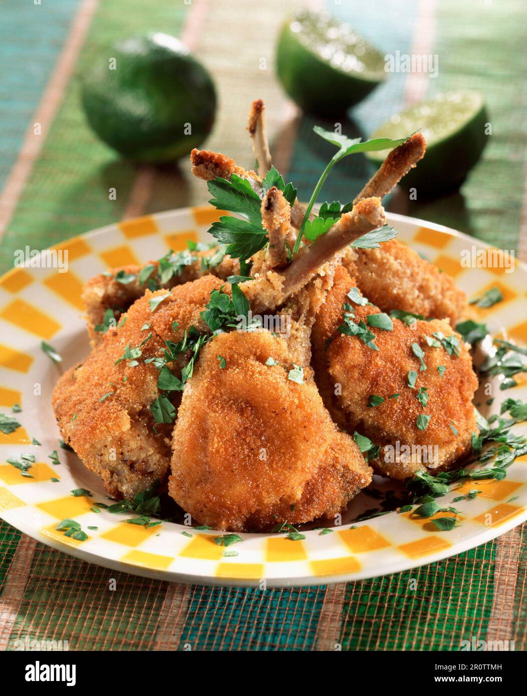 Creole-style breaded lamb chops Stock Photo - Alamy