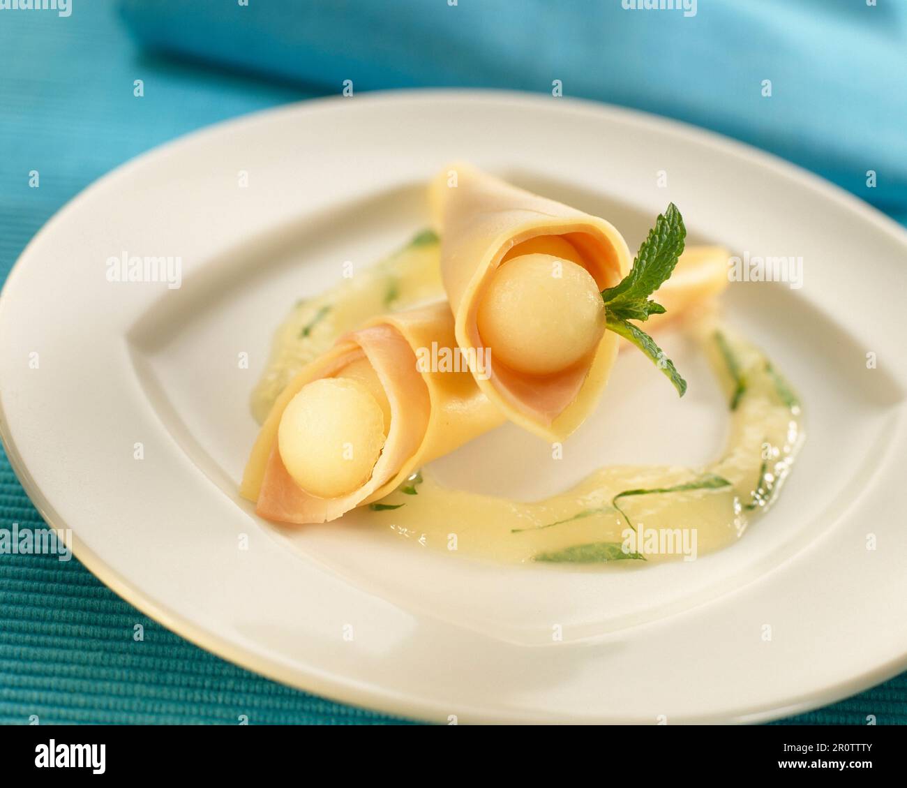 melon and ham cones Stock Photo - Alamy