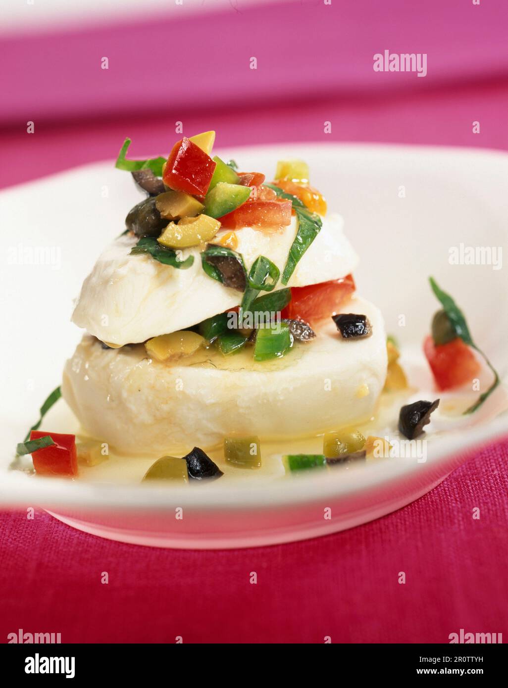 mozzarella with vegetable hot sauce Stock Photo - Alamy