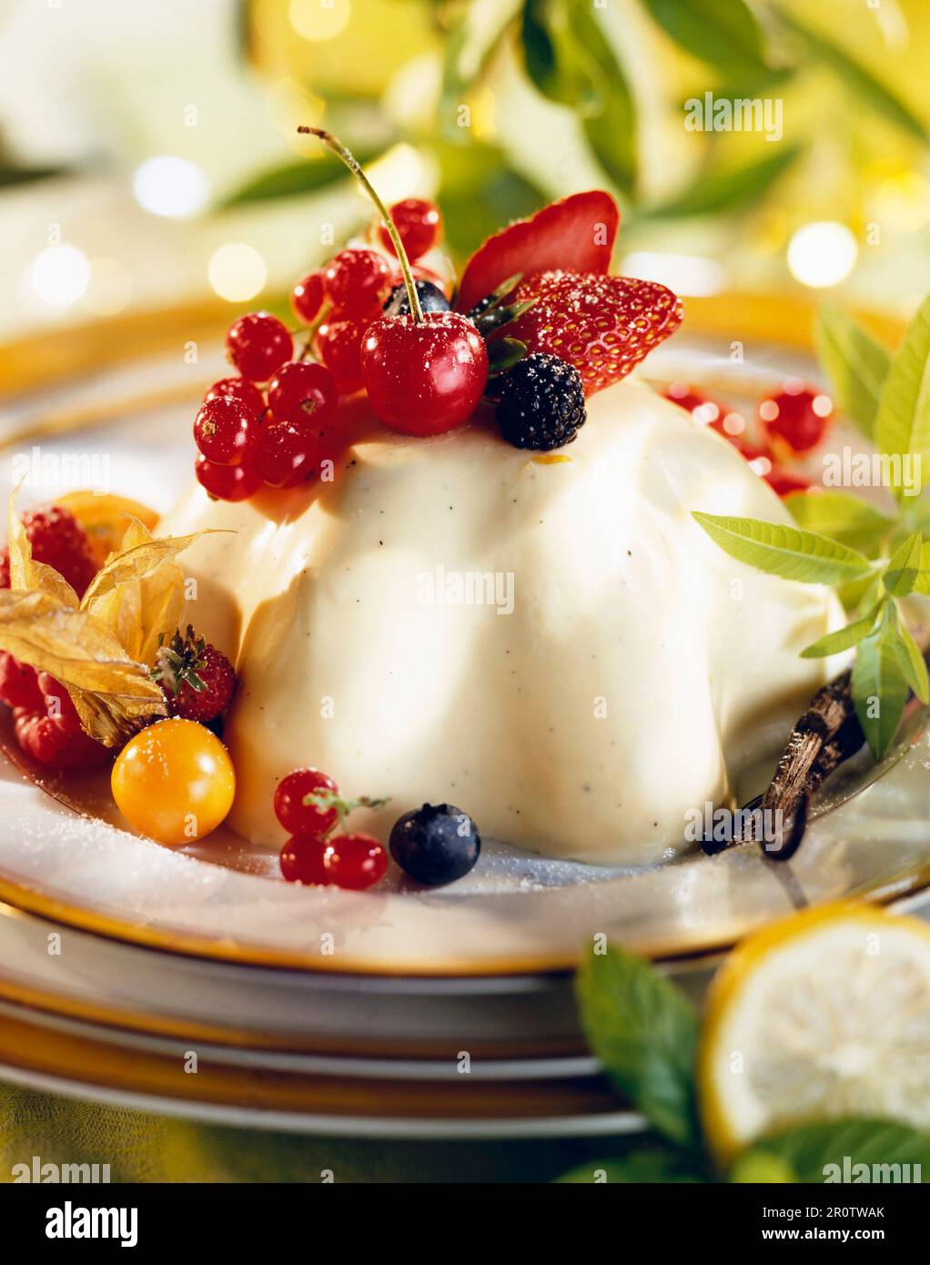 panna cotta with summer fruit Stock Photo - Alamy