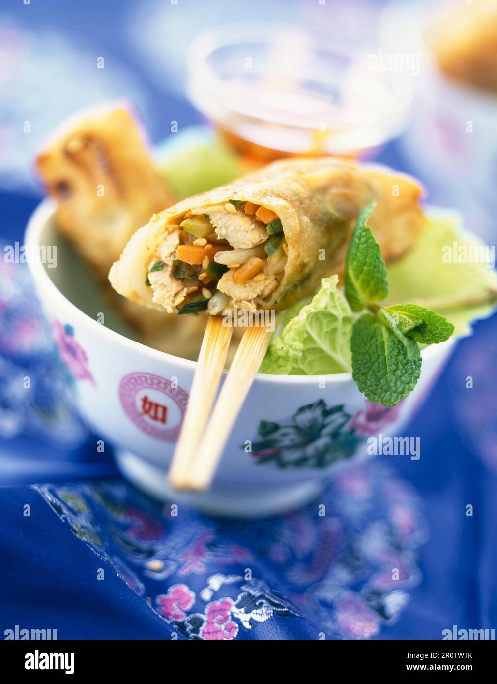 Chicken and vegetable Thai nem Stock Photo - Alamy