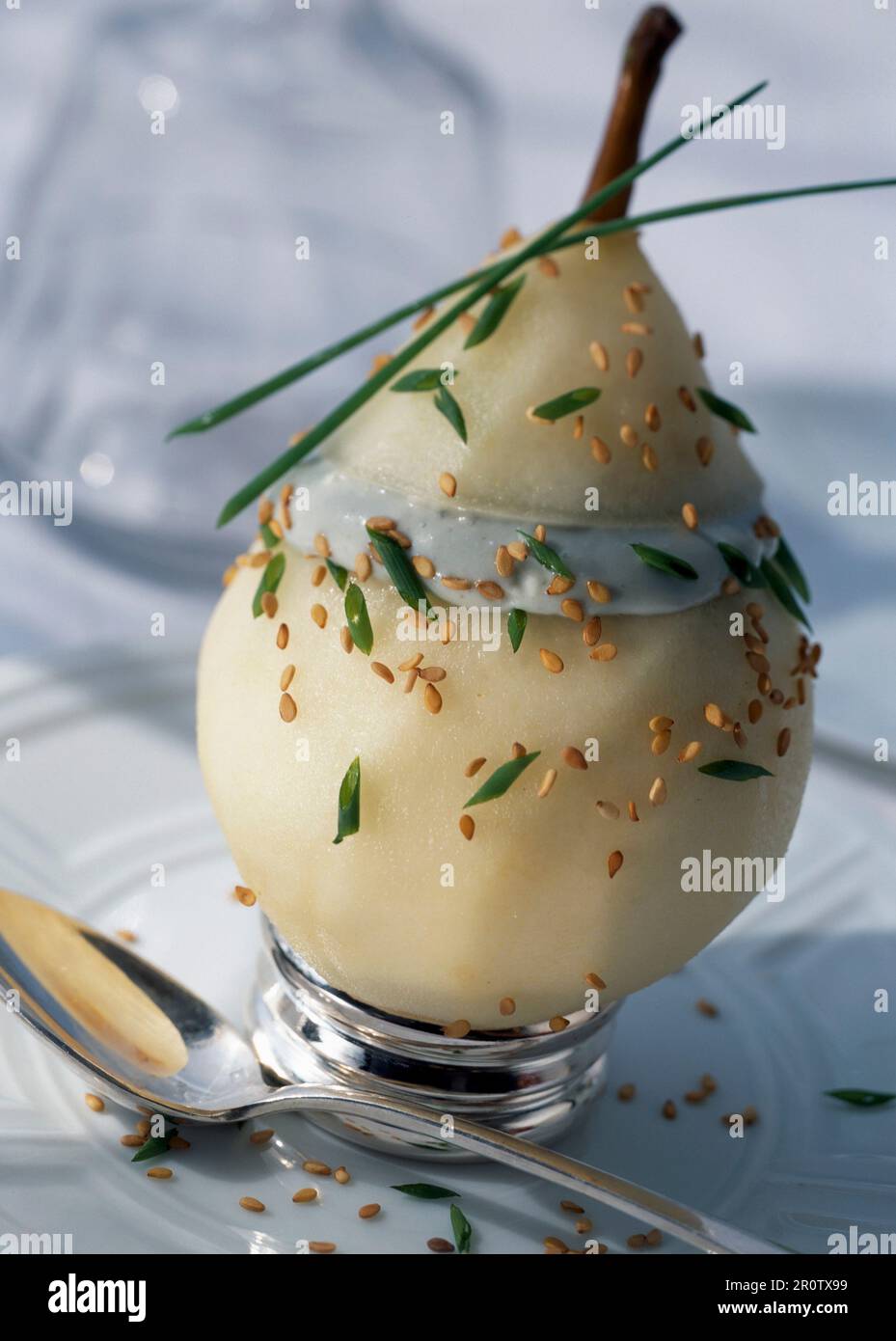 Pear with roquefort mousse Stock Photo - Alamy