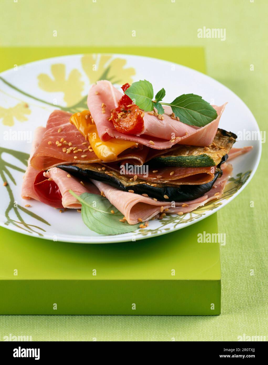 Ham and grilled vegetable layer Stock Photo - Alamy