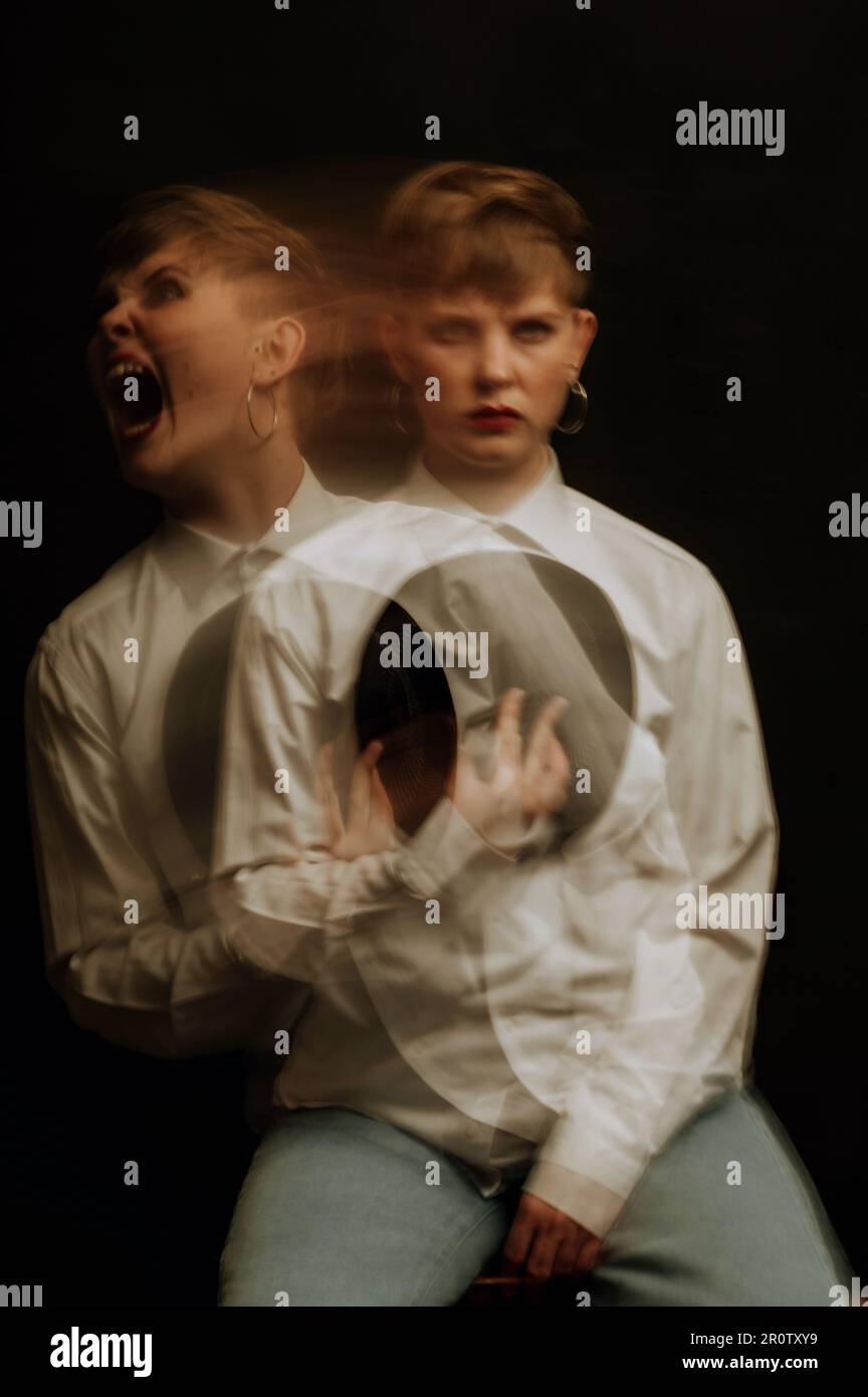 woman is a psychopath with schizophrenia and mental disorders. Abstract ...