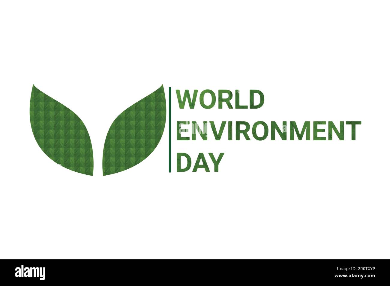 World Environment Day. Green leaf with text on white background. Vector ... World Environment Day. Green leaf with text on white background. Vector ...