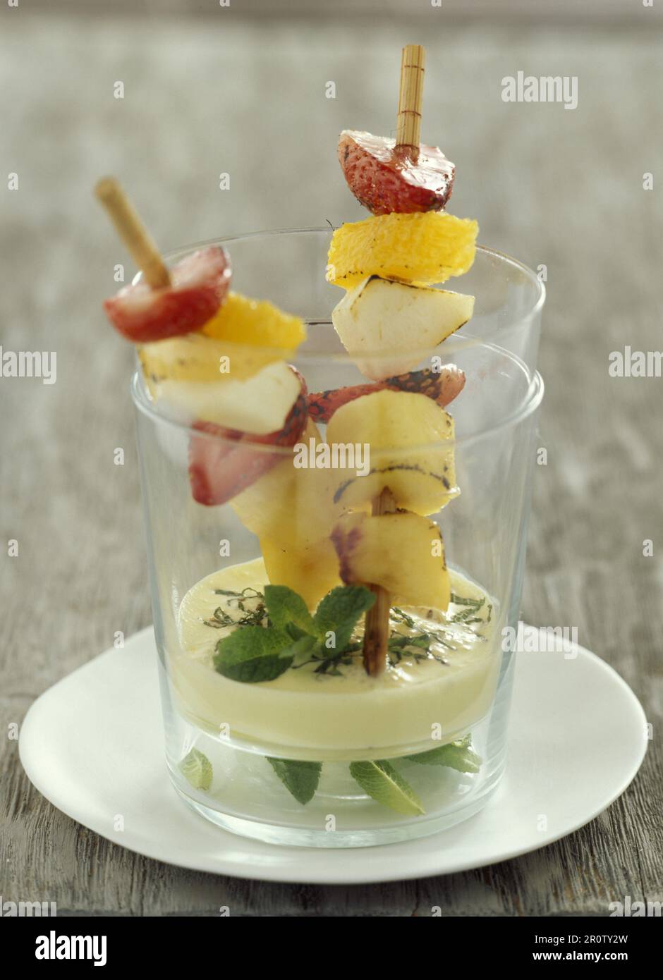 Fresh fruit brochettes Stock Photo - Alamy
