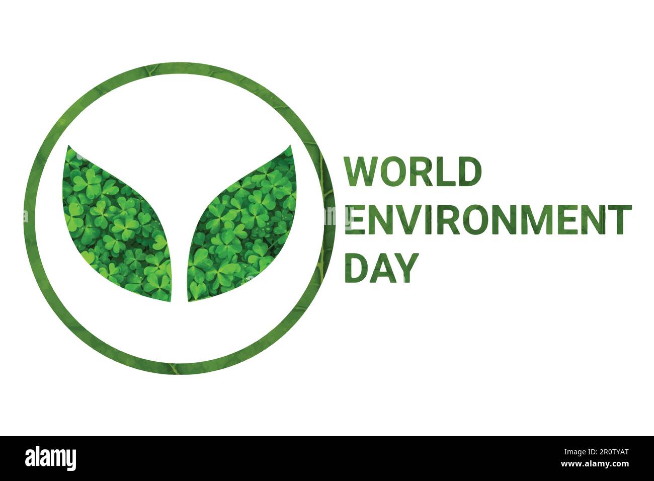 World Environment Day concept. Green leaf symbol on white background ...