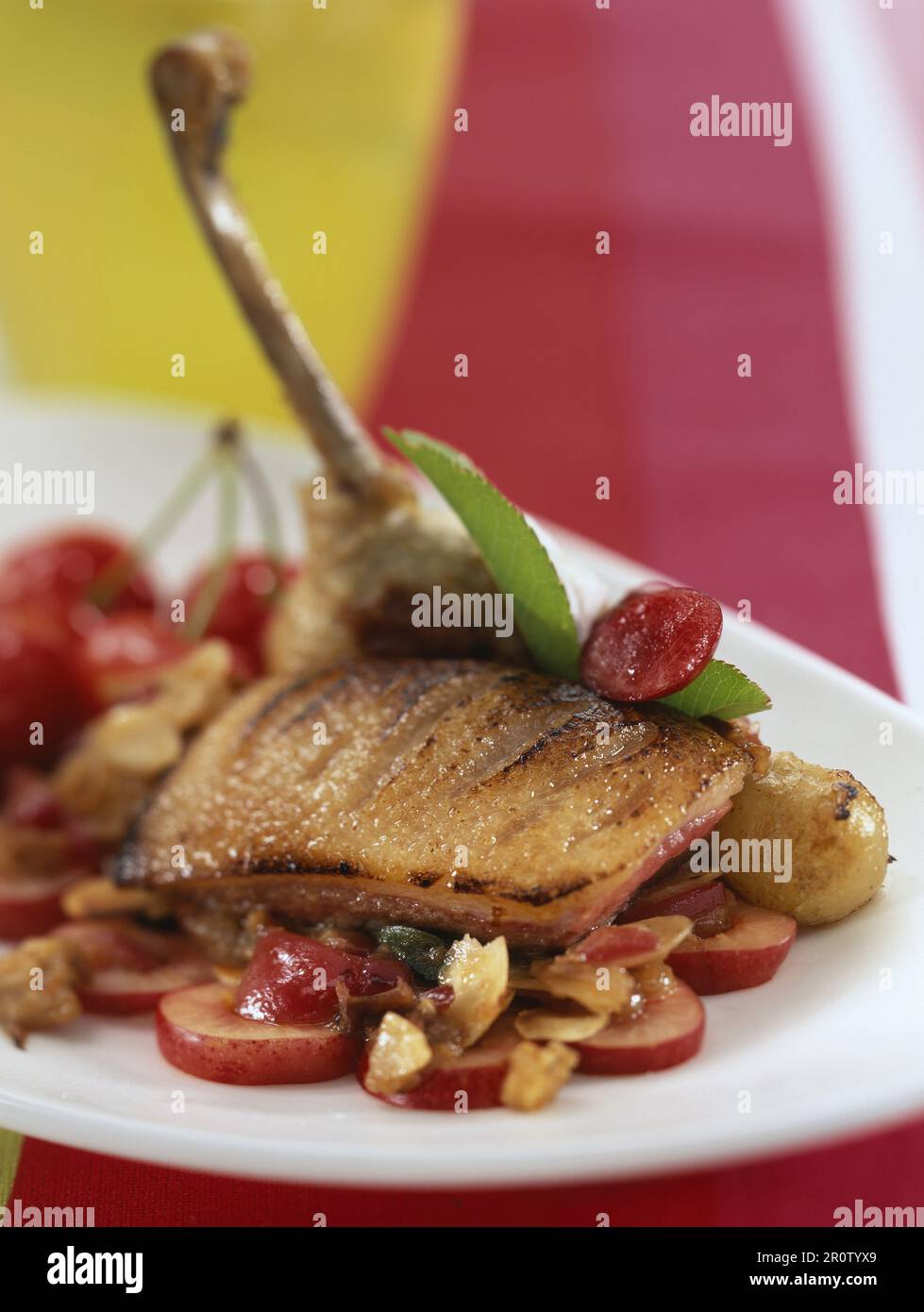 roasted duckling with cherries Stock Photo - Alamy