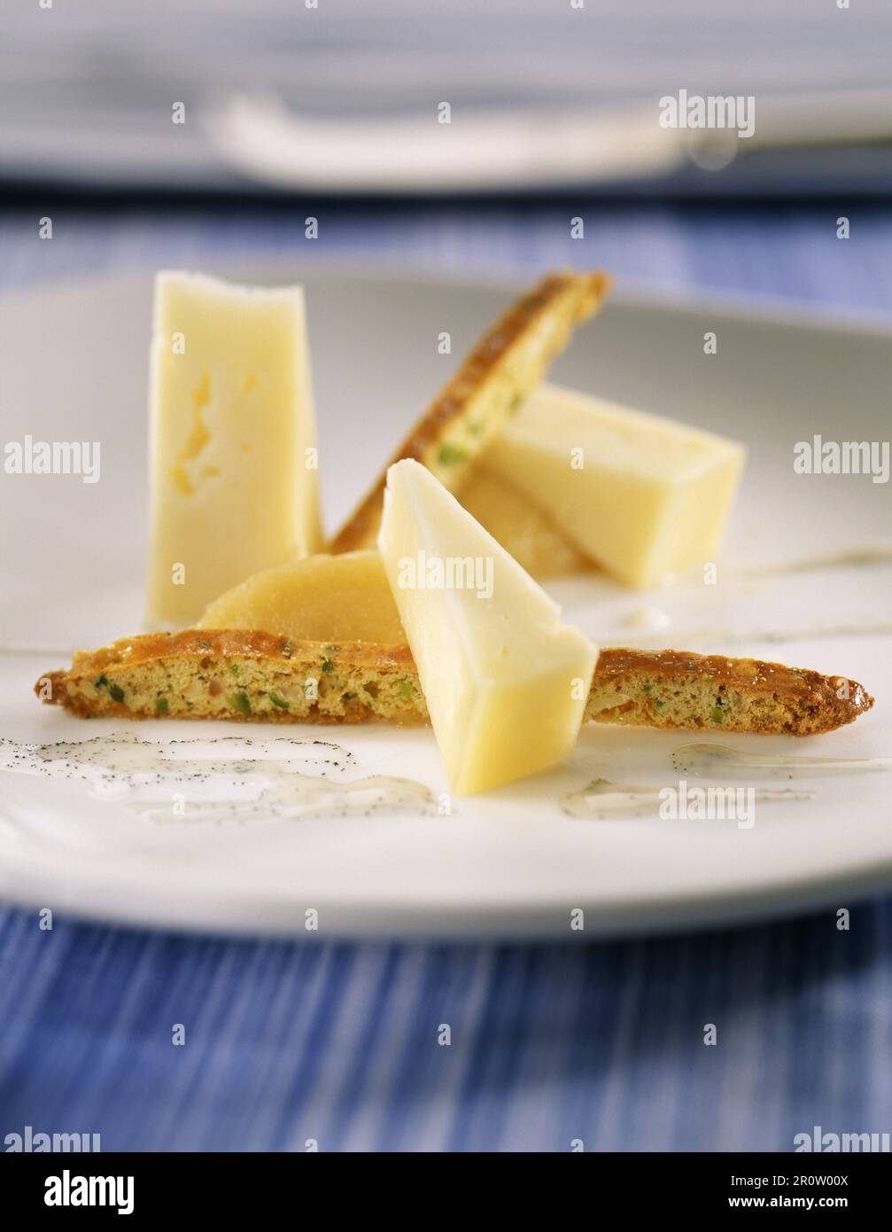 cheese, apple compote quenelles, hazelnut and pistachio cake, vanilla ...