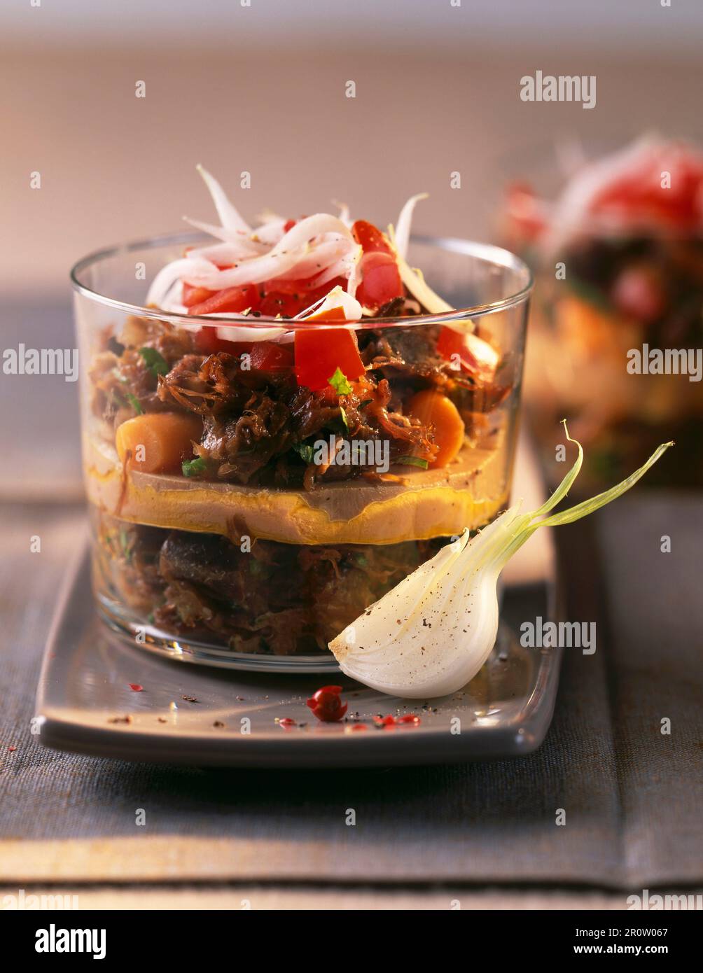 Beef tail with vegetables and foie gras Stock Photo - Alamy