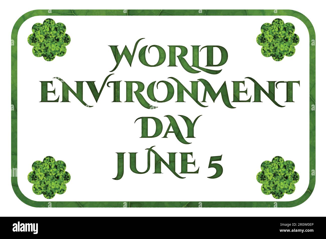 World Environment Day lettering with green leaves on a white background ...