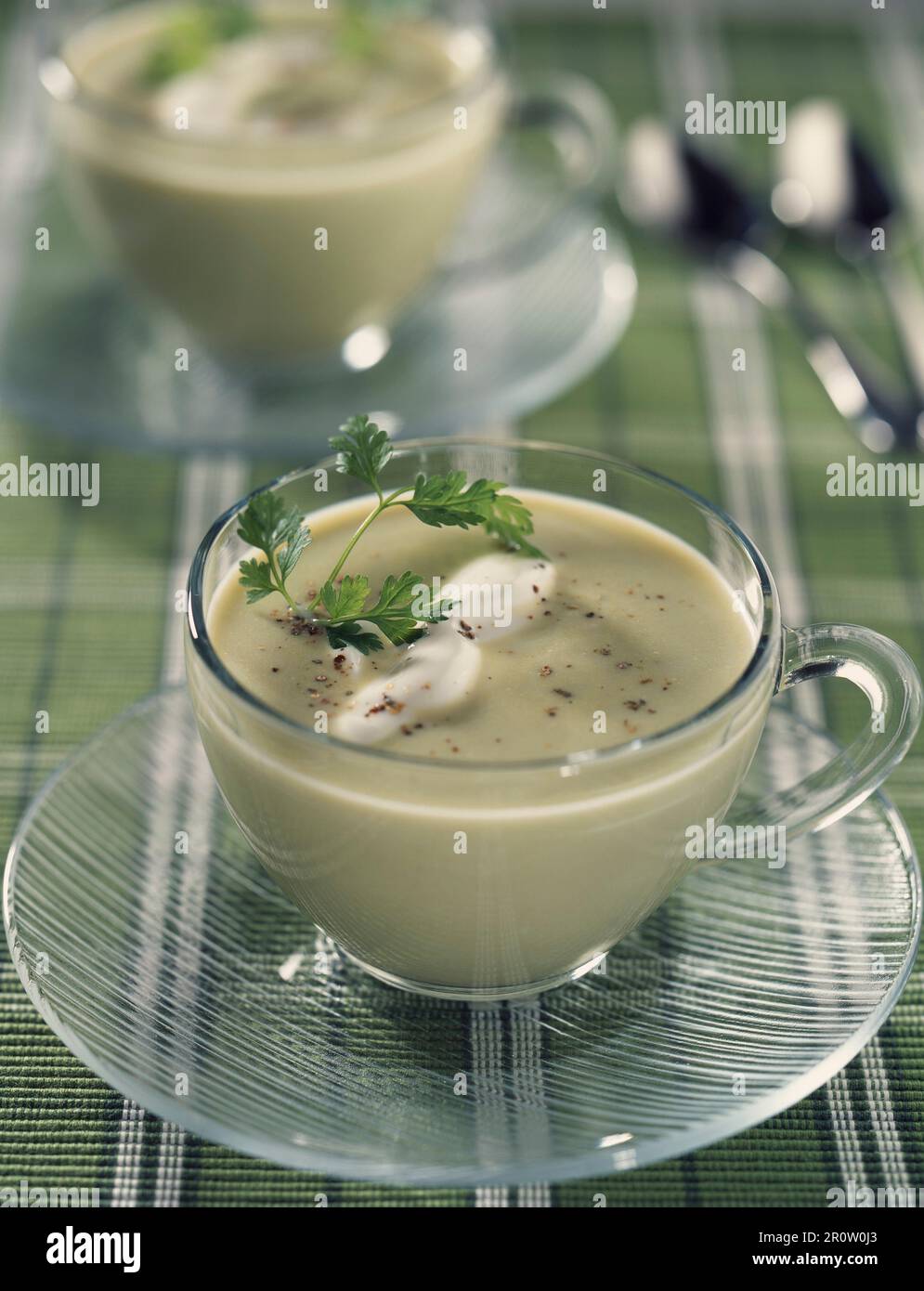 creamed asparagus soup with chervil Stock Photo - Alamy