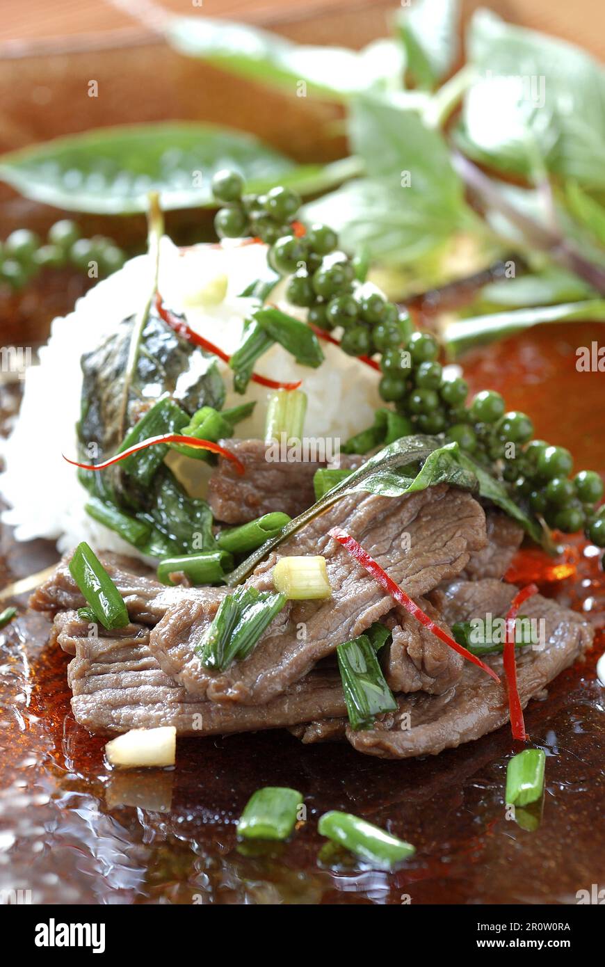 minced beef with basil Stock Photo - Alamy