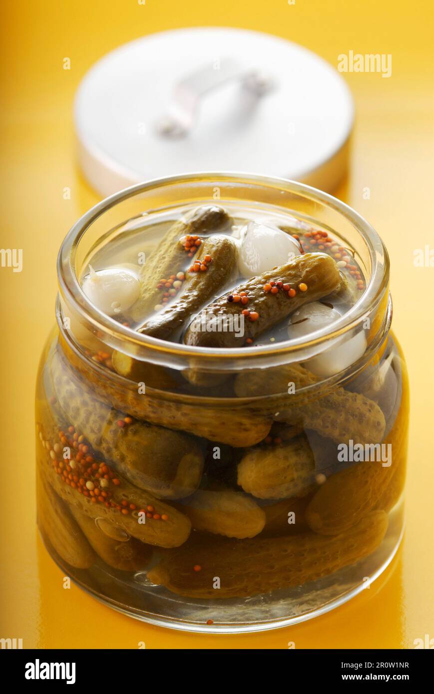 jar of gherkins with lid Stock Photo - Alamy