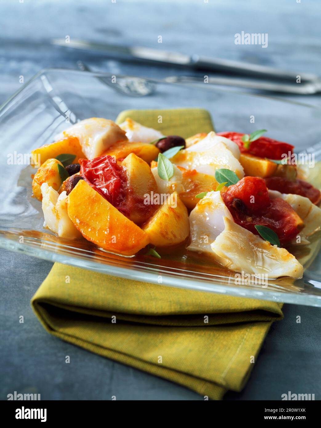 Cod and southern vegetable salad Stock Photo - Alamy