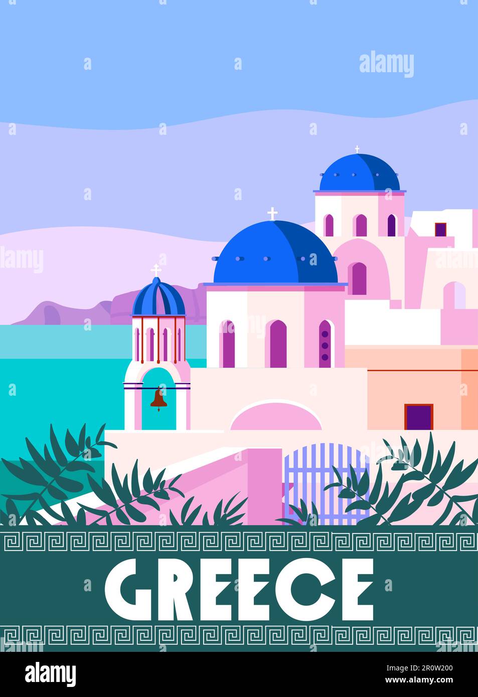 Travel to Greece Poster Travel, Greek white buildings with blue roofs ...