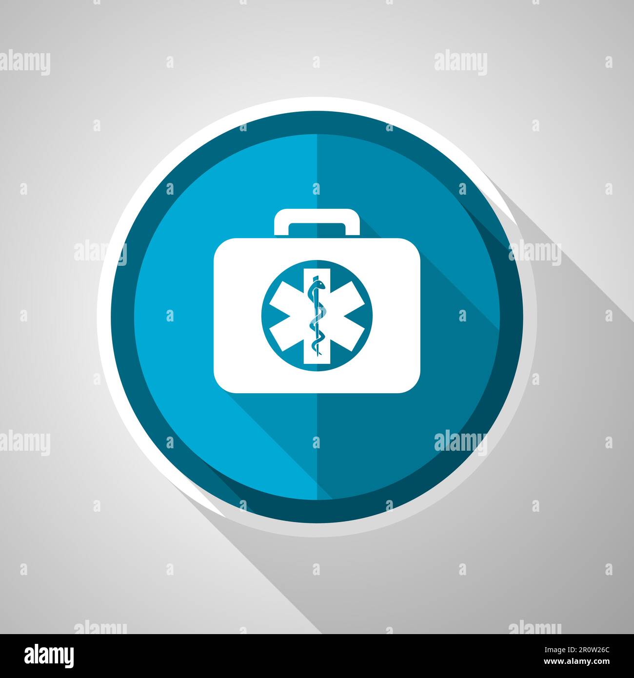 Rescue kit symbol, flat design vector blue icon with long shadow Stock ...