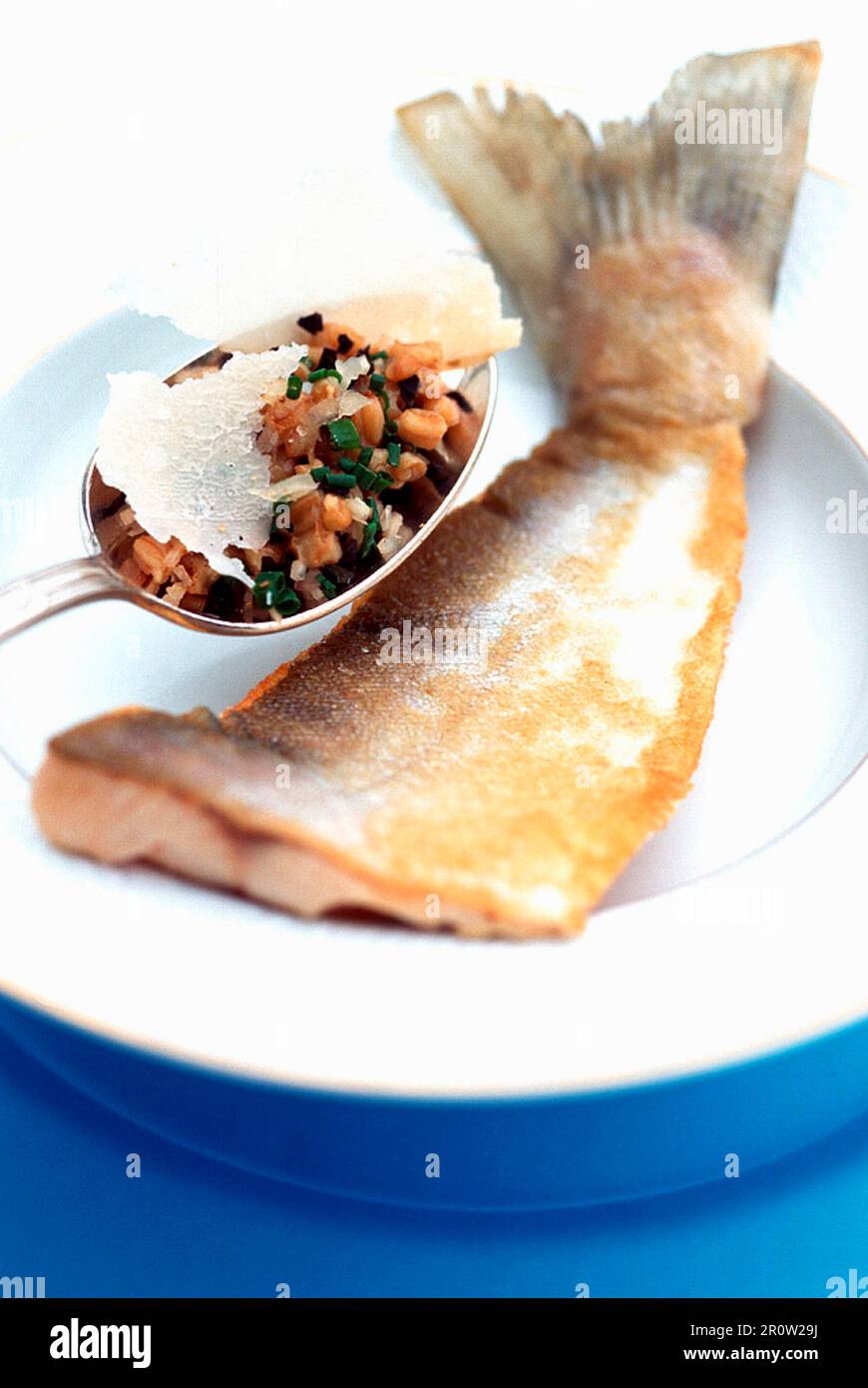 Char with spelt risotto Stock Photo - Alamy