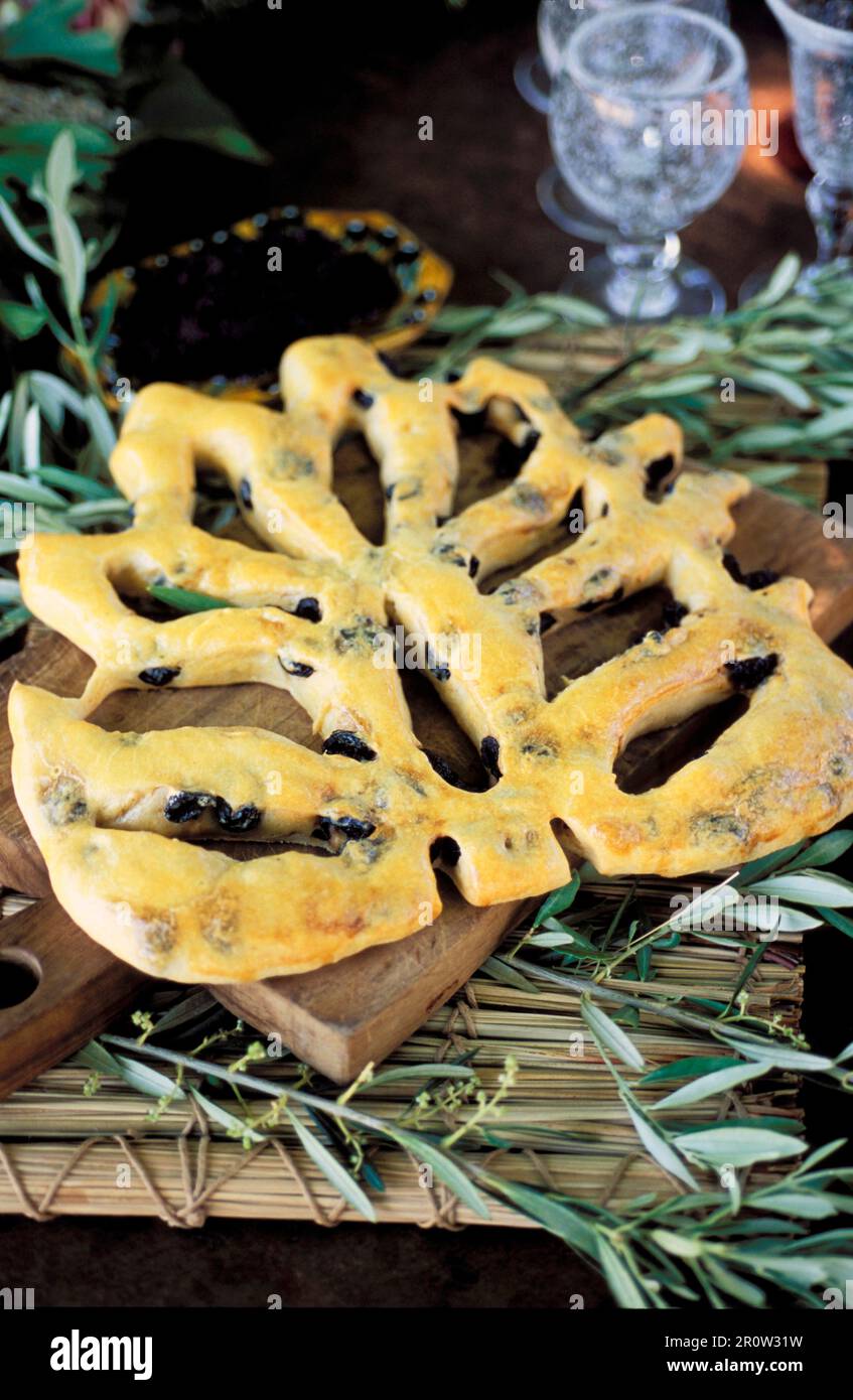 Olive fougasse bread hi-res stock photography and images - Alamy
