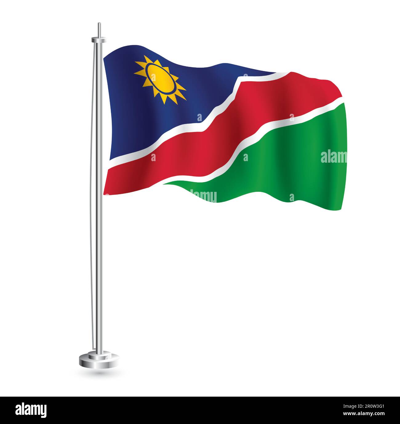 Namibia Flag Isolated Realistic Wave Flag Of Namibia Country On