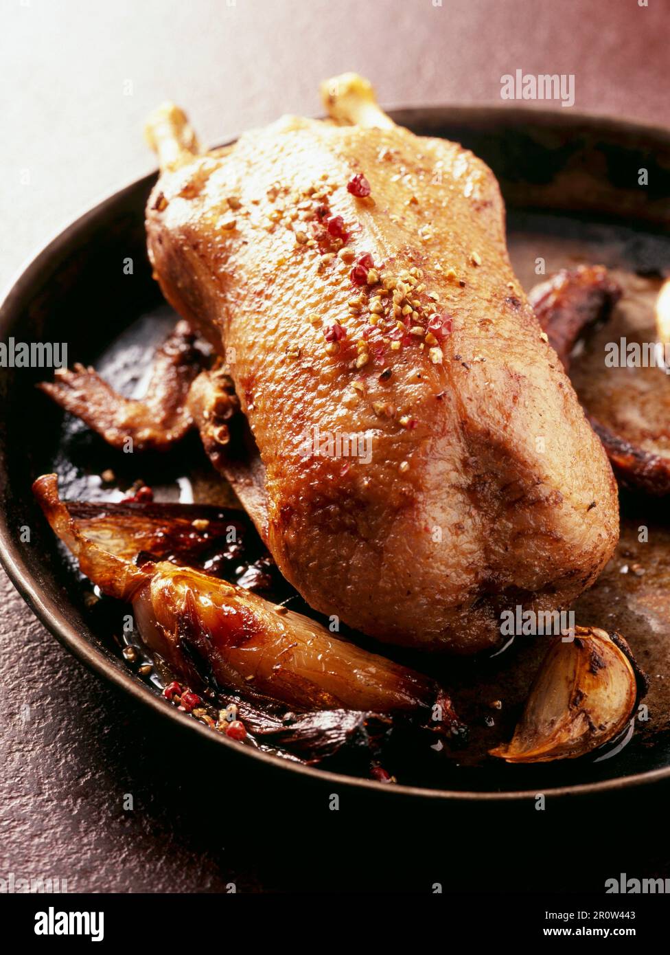 Roast mallard duck with pears Stock Photo - Alamy