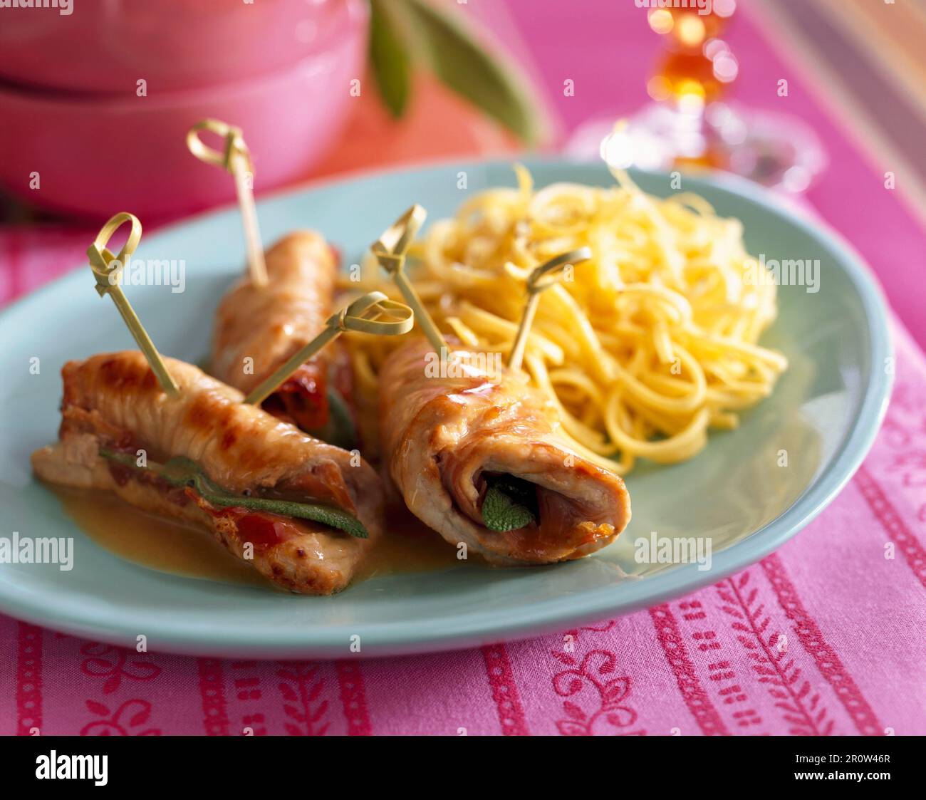 Veal Piccata with Parma ham and sage Stock Photo - Alamy