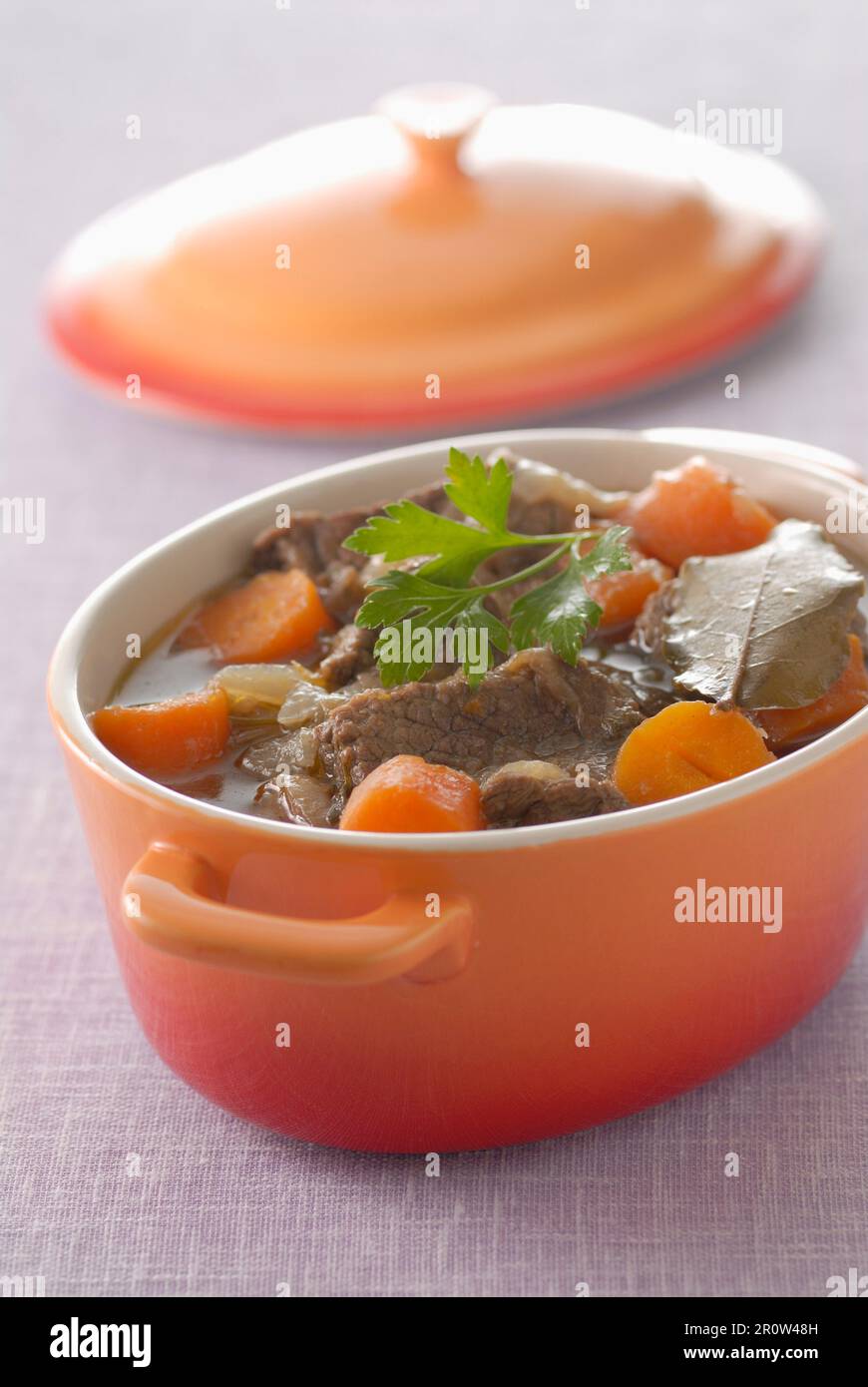 Beef and carrot stew in a casserole dish Stock Photo - Alamy