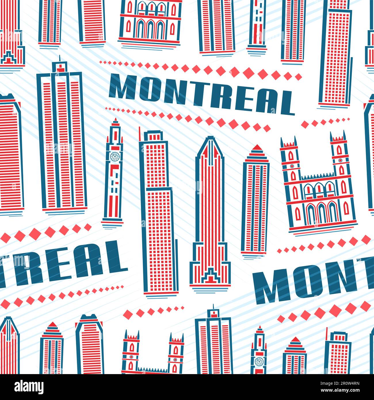 Vector Montreal Seamless Pattern, square repeat background with ...