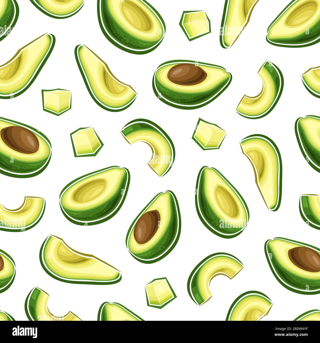 Vector Avocado Seamless Pattern, decorative repeating background with ...