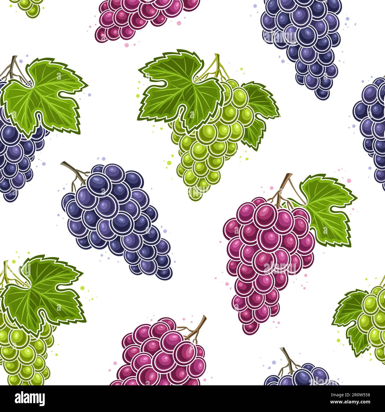 Vector Grapes Seamless Pattern, square repeating background with cut ...