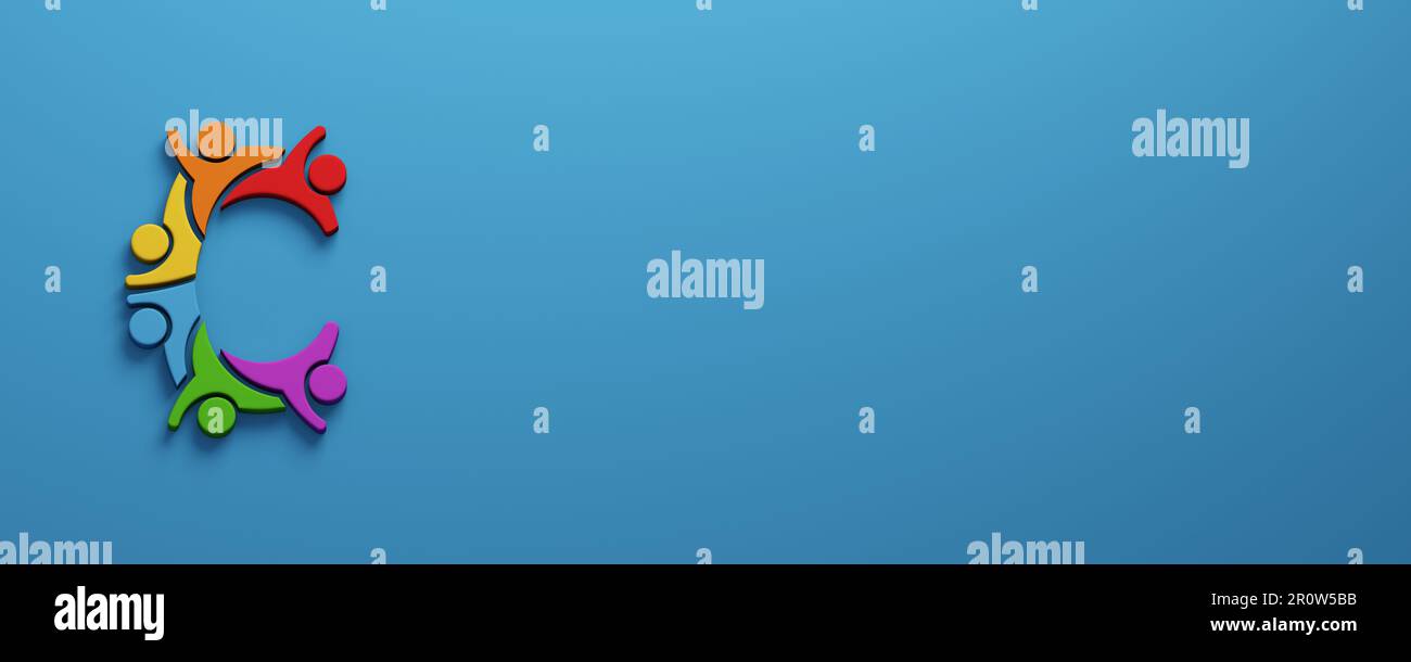 Letter C logo forming teamwork collaboration people icon Stock Photo ...