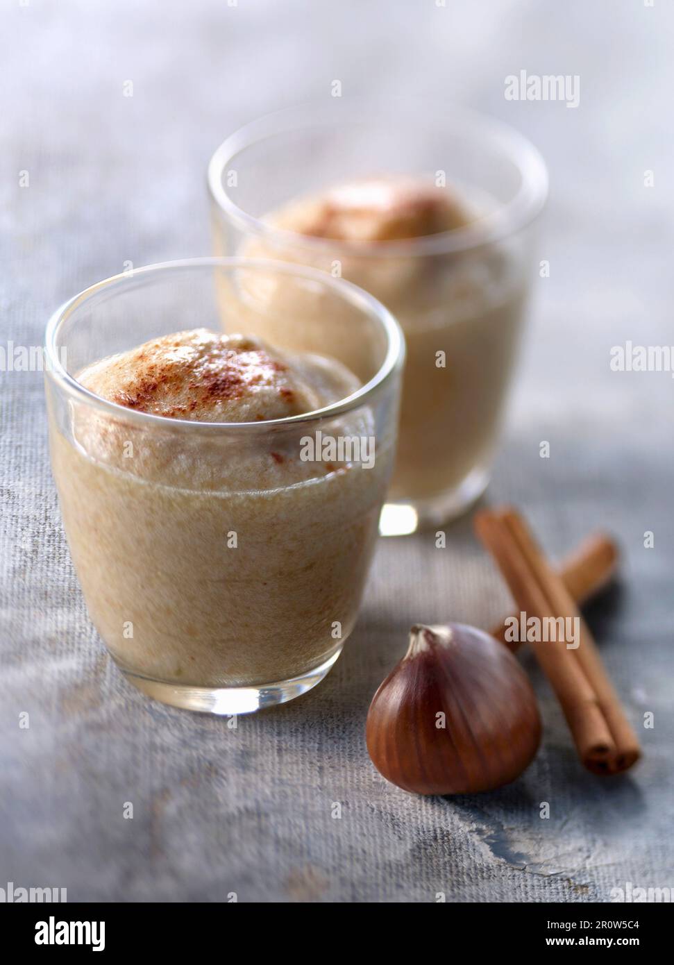 Chestnut milk and cinnamon mousse Stock Photo - Alamy