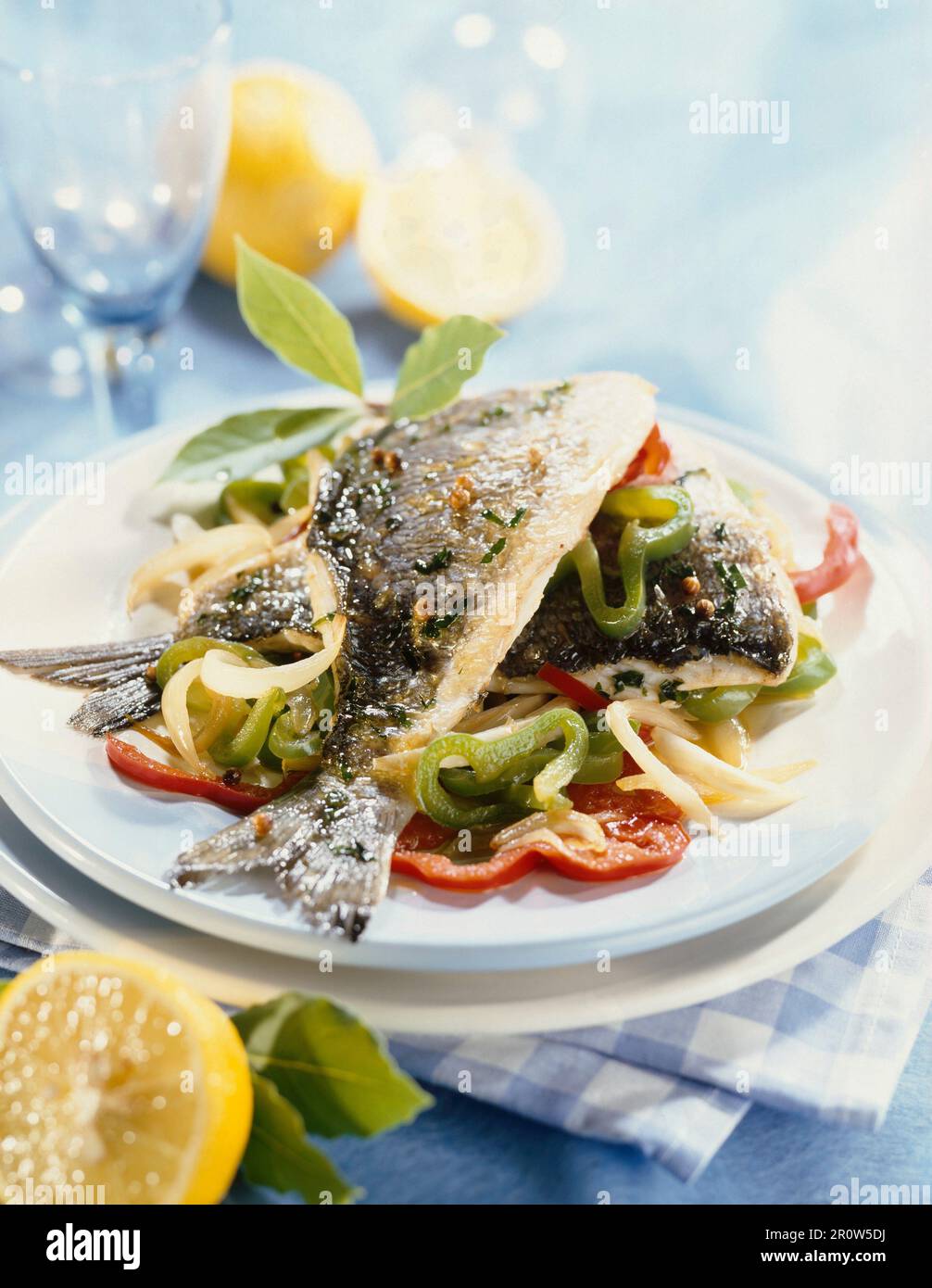 Greek-style sea bream fillets Stock Photo - Alamy